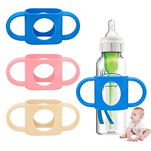 3 Pack Bottle Handles for Dr Brown Baby Bottles, Soft Silicone Narrow Baby Bottles Handles for Easy Grip Handles to Hold Their Own Bottle