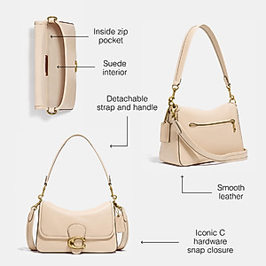 COACH Soft Calf Leather Tabby Shoulder Bag, Ivory, One Size