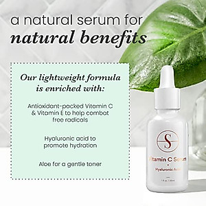 ﻿Sdara Skincare Vitamin C Serum for Face with Hyaluronic Acid 5% - 1 fl oz Skin Brightening Face Serum to Reduce the Look of Sun, Age, and Dark Spots