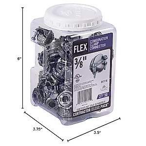 Halex – 3/8 Inch Flexible Metal Conduit (FMC) Clamp Combination Connector – 05711B – 50 Per Pack