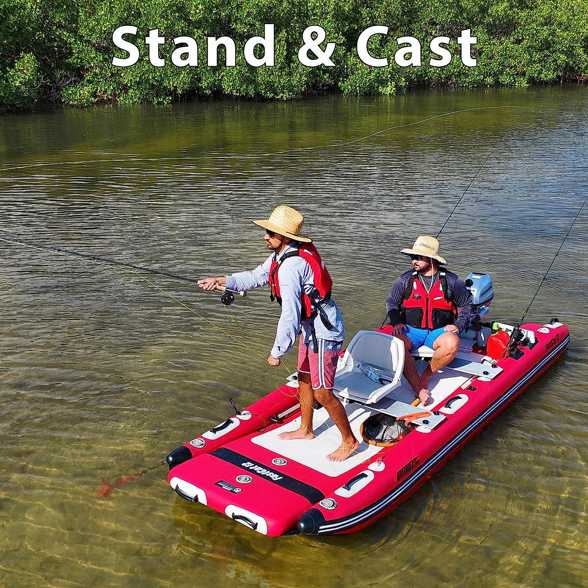 Sea Eagle FastCat Catamaran 2-4 Person Inflatable Boat-Rigid, High-Pressure, All-Drop Stitch, Easy Setup, Self-Bailing (FastCat12 Deluxe Package)