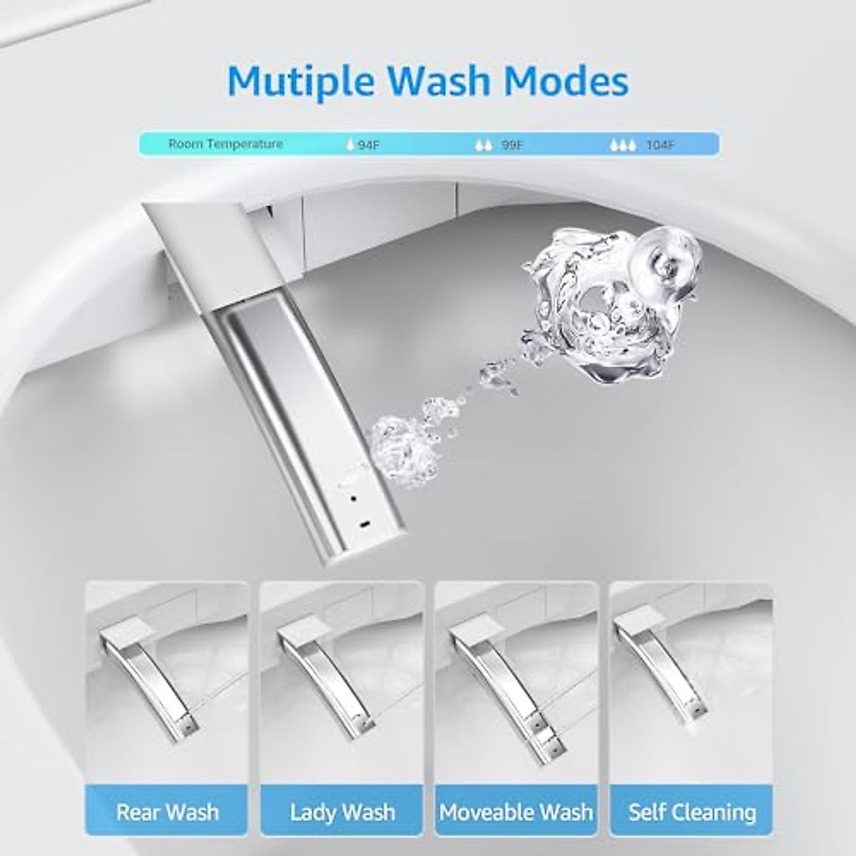 One Piece Elongated Smart Toilet Bidet with Auto Open & Close, Auto Flush, Foot Sensor Flush, LED Temperature Display, Heated Seat and Integrated Multi Function Remote Control