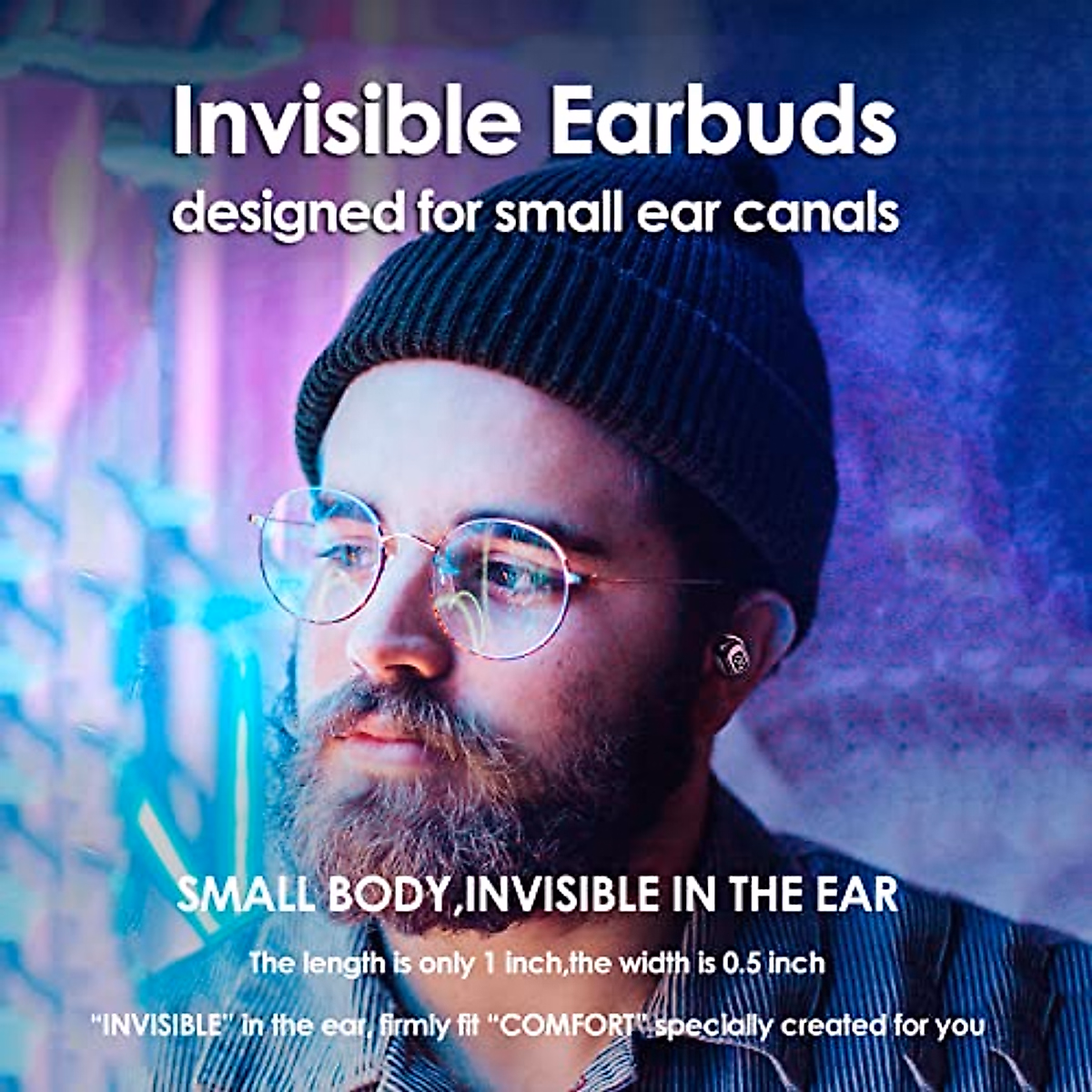 Invisible Bluetooth Single Earbuds Smallest Tiny Hidden Headphones for Work Small Sleep Ear Buds Mini Spy Microphone Hidden Secret Micro Wireless Earbuds for Small Ears Discreet Earpiece - White