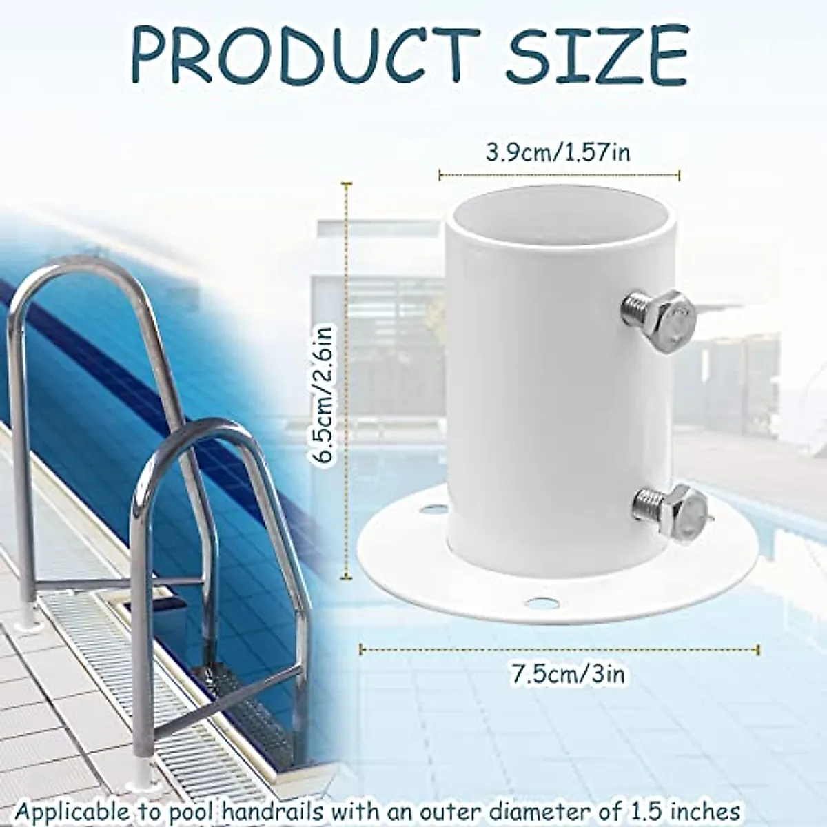 2Pcs Deck Flanges for Above Ground Pool Ladder Steps, Stainless Steel Flange Rod End Holder Deck Anchors Flange Cast, Pool Ladder Anchors Mounting Flanges Replacement Parts for 1.5" Pool Handrails