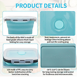 ABSOK 2 Pcs Collapsible Food Storage Containers with Lids and Vent, Silicone Food Storage Containers, Microwave Freezer Dishwasher Safe