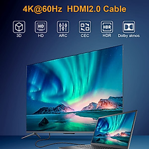 VEECOH 4K HDMI Cables 66Ft/20M,High Speed Hdmi Cables 2.0,Highwings HDR 4K@60Hz 1080P@120Hz,HDMI Cord Support 3D,HD,ARC,CEC,HDCP 2.2,Compatible with PS5 PS4/Xbox One/HDTV/Blu-ray