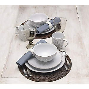 Pfaltzgraff Blossom White 16-Piece Porcelain Dinnerware Set, Service for 4, Distressed