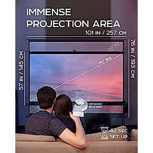 Projector Screen with Stand 120 inch - Indoor and Outdoor Projection Screen for Movie or Office Presentation - 4:3 HD Premium Wrinkle-Free Tripod Screen