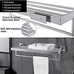 TURS 5-Pieces Bathroom Hardware Accessories Set Brushed Towel Holder Sets Bath Towel Rack Towel Shelf