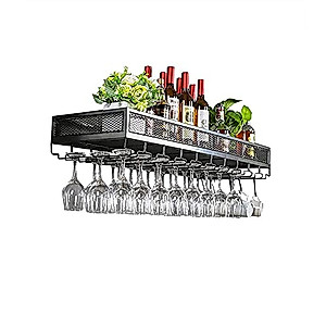 Creative Simplicity Creative Simplicity Wine Stand with Metal Stand, Vintage | Freestanding Creative Simplicity Wine Bottle Holder | Hanging Creative Simplicity Wine Glass Holder | Creative Simplicit