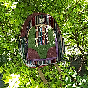 Fwosi Laptop Backpacks - Unisex Hemp Hippie Bookbag for College, Hiking & Travel - Lightweight, 3 Compartments for Books, Purse, Wallet - Crafts from Nepal