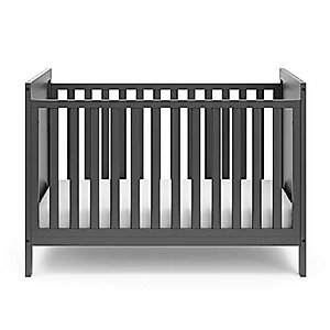 Storkcraft Nestling 3-in-1 Convertible Crib (Gray) - Easily Converts to Toddler Bed and Daybed, Planked End Panels for Transitional Style