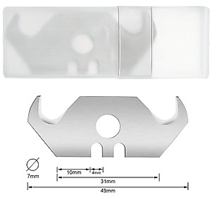 Utility Hook Blades Steel Hook Razor Blades Knife Blades for Roofing and Carpet with Plastic Box (30)