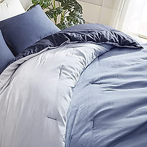 Madison Park 100% Sateen Cotton Comforter Set, Breathable, Soft Cover, Trendy, All Season Down Alternative Cozy Bedding with Matching Shams, Full/Queen (90 in x 90 in), Indigo Blue 3 Piece