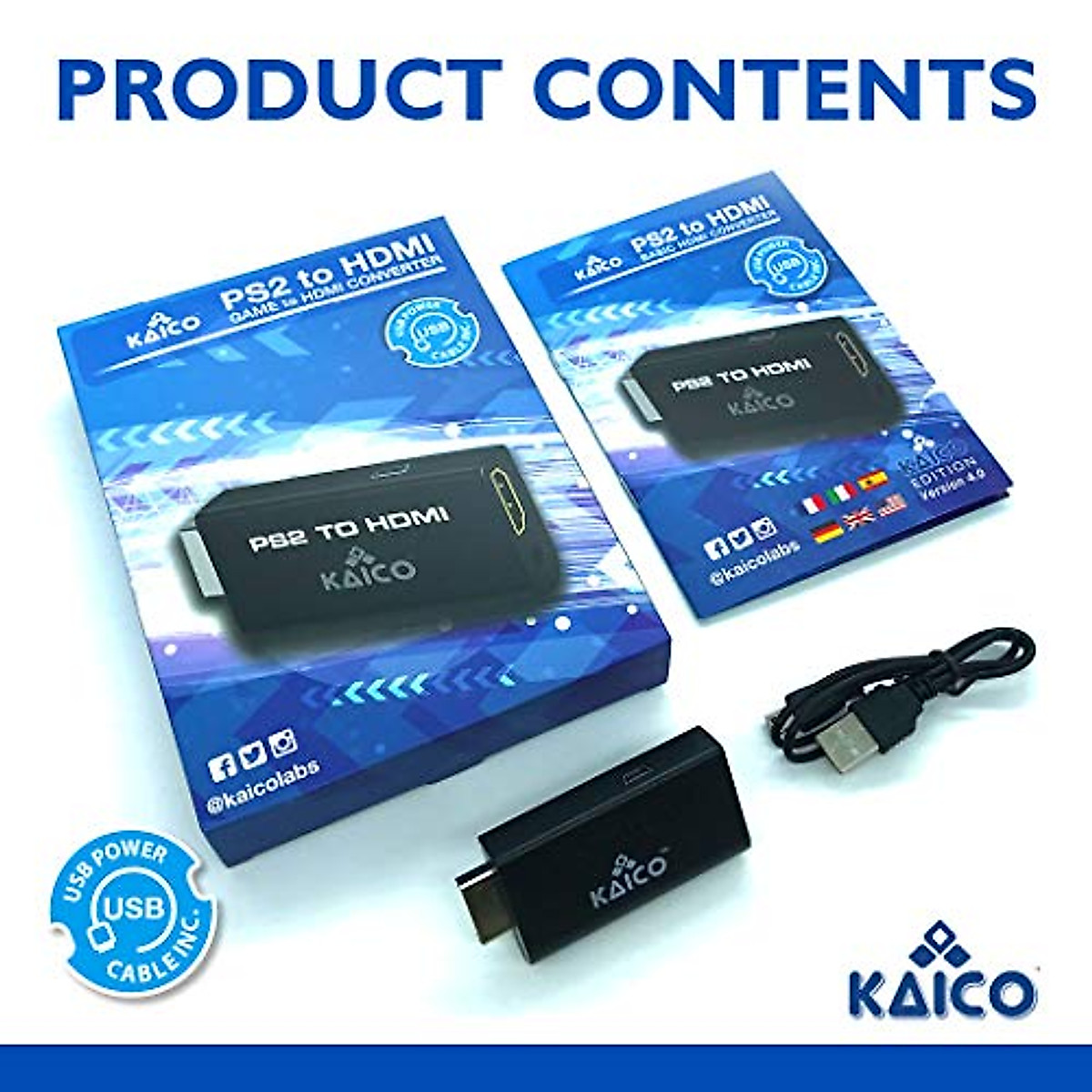 Kaico Edition - Playstation 2 PS2 HDMI Converter - PS2 to HDMI - Component to HDMI Converter Adaptor - Play Playstation 2 on Your HDMI TV - Retro Gaming PS2 HDMI Converter Adapter…