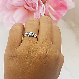 Dazzlingrock Collection 18K Blue Sapphire And White Diamond Women Bridal Engagement Wedding Ring Band Set, White Gold, Size 8