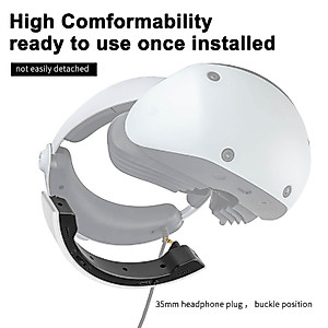 Aukuoy Half Round Helmet Stereo Headphone Replacement Compatible with PSVR2, PSVR2 Accessories Adjustable Design Portable Mini Speaker Connects Directly to PSVR2