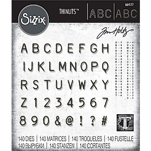 Sizzix Alphanumeric Label Dies, Multicolor