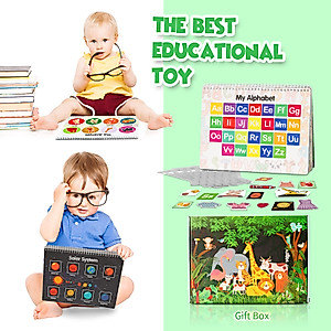 Riosin Busy Book for Preschool Toddlers,Quiet Book with 15 Themes for Ages 3+ Kids Activity Binder, Montessori Toys Autism and Early Sensory Educational Learning Activities Materials