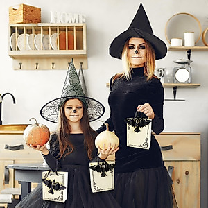 Cheerland 8pcs Halloween Party Favor Bags with Gothic Paper 3D Crow for Birthday Baby Shower Paper Bags Snack Bag Raven Goodie Bag Candy Bag with 3D Crows Party Supplies Trick or Treat Bag