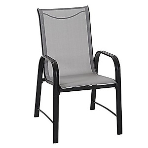 Cosco Outdoor Dining Set, 7 Piece, Gray Frame, Light Gray Sling