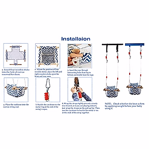 Secure Baby Hanging Swing Seat Chair for Toddler, Baby Swings for Infants, Baby Swing Outdoor Indoor Swing for Toddlers, Canvas Toddler Swing With Soft Backrest Cushion and PE Rope, Baby Hammock Chair