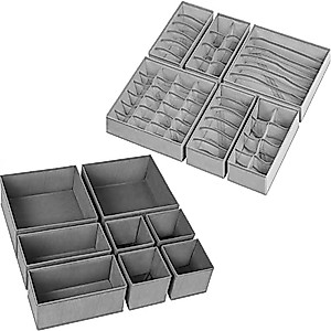 14 Pack Sock Underwear Drawer Organizer Dividers, Foldable Fabric Dresser Drawer Organizers for Clothing, Bra, Sock, Undies, Tie, Belt, Scarf