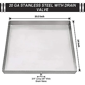 Pinnacle Woodcrafts 20.5 inches x 24 inches Stainless Steel Washing Machine Drip Pan: No-Rust Avoid Water Damage & Mold – Washing Machine tray with Custom Sizes – Welded Corners