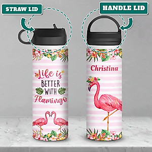 winorax Personalized Famingo Water Bottle Life Is Better With Flamingo Bottles Reminder For Women Girls Teen 12oz 18oz 32oz Stainless Steel Inspirational Gifts For Birthday Back To School Christmas