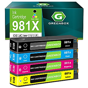 GREENBOX Remanufactured 981X Ink Cartridge Replacement for HP 981X for HP PageWide Enterprise Color 556, 556dn, 556xh, MFP 586, MFP 586z, MFP 586dn, MFP 586f (4 Pack)
