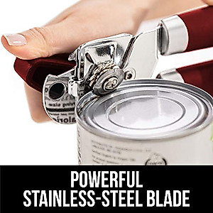 Gorilla Grip Silicone Tongs Set of 2 and Manual Can Opener, Silicone Tongs Are 9 and 12 Inch, Can Opener Includes Built in Bottle Opener, Both in Red Color, 2 Item Bundle