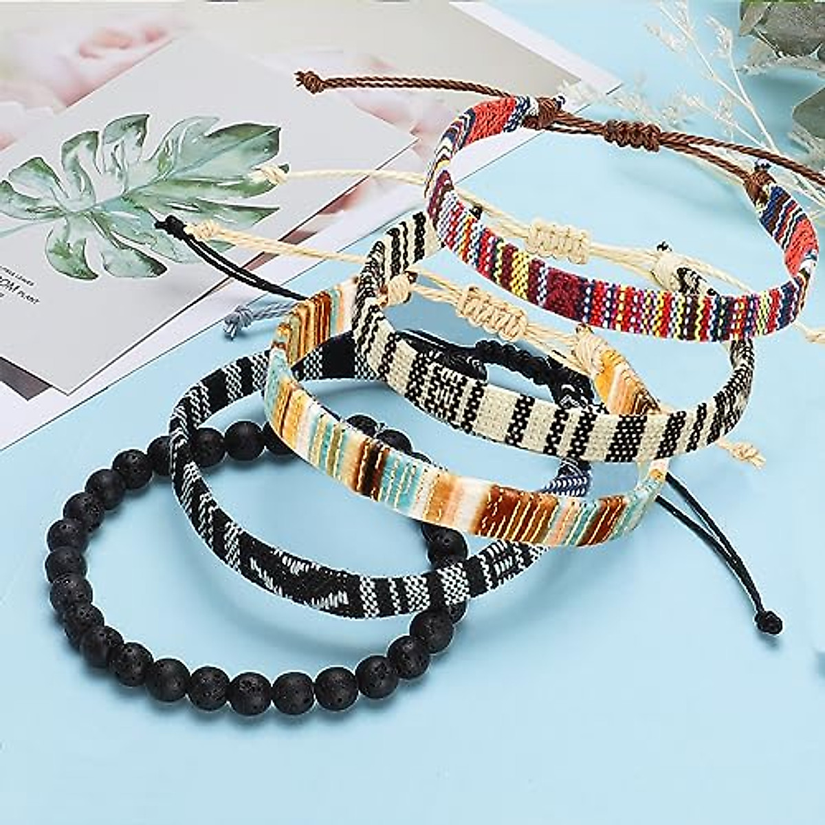 5pcs Surfer Beach Bracelet For Men, Ankle Bracelet for Women, Unisex Handmade Men's Bracelet Waterproof Surfer Bracelet Colorful Anklet Bracelet String Rope Jewelry for Women Men Friendship Bracelets