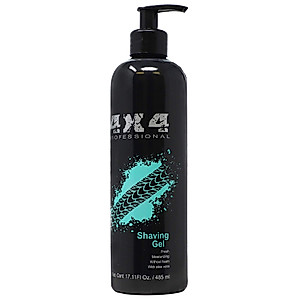 4X4 Professional Foamless Shaving Gel, Fresh Transparent Shaving-Gel for Ultimate Moisturizing, Cleansing, and Soothing Effect with Active Ingredients that help Eliminate Bacteria – 13 Oz Bottle