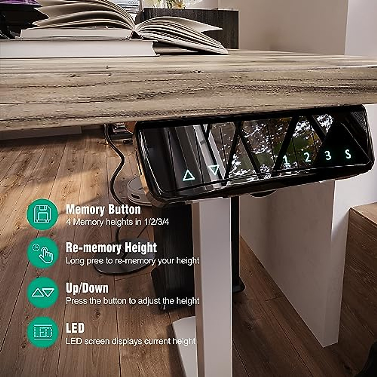 Monomi Height Adjustable Electric Standing Desk, 55 x 24 Inches Stand up Desk, Sit Stand Home Office Computer Desk, Maple