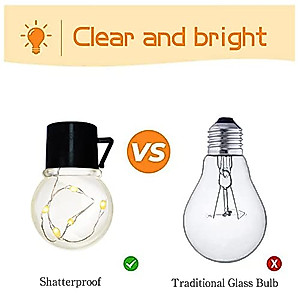 ooLALoo Solar Globe String Light 14 FT Outdoor Led Patio Light Waterproof Warm White Light for Balcony Deck Porch Garden Decoration