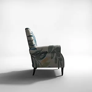 WK Home Mid- Century Linen Wingback Rolled Armchair for Living Room, Bedroom, Home Office, Study, Pattens Blue