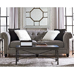 Signature Design by Ashley Himena Solid Faux Fur Throw Pillow, 20 x 20 Inches, White