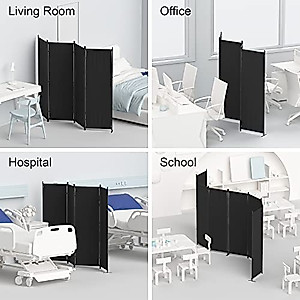 Morngardo Room Divider Folding Privacy Screens 4 Panel Partitions 88" Dividers Portable Separating for Home Office Bedroom Dorm Decor (Black)