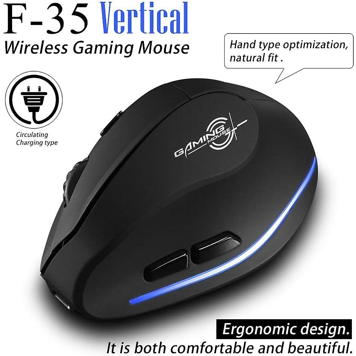 Zeerkeer Vertical Gaming Mouse Vertical Ergonomic Mouse with Adjustable DPI for Gamer/PC/Laptop/Desktop (Wireless)