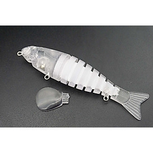 5 PCS Unpainted Lure Blanks 15.35g 10.6cm 8 Jointed Fishing Lure with Free 5mm Eye Crankbait Simulation Blank Body Clear Hard Baits Trout Salmon Minnow Lure Popper Lures Topwater Freshwater JXS2