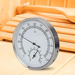 Aqur2020 Stainless Steel Sauna Room Thermometer Hygrometer Steam Room Thermometer with Easy-to-Read Scale ThermoHygrometer Sauna Room Accessories