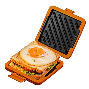 MKYSAIL Toaster,Microwave Toaster, Sandwich Maker, Panini Maker, Dishwasher Safe,NO Electricity,Wireless,Time Saving,Fast,Toastie Safe in Microwave Oven(Orange, Microwave Sandwich Maker)