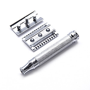 Edwin Jagger DE89KN14BL Reusable Classic Double Edge Safety Razor for Men (Knurled)
