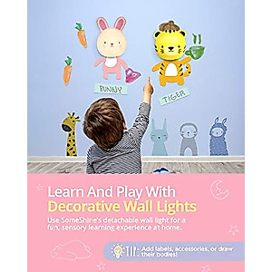 SomeShine Kids Night Light - Detachable Tiger Wall and Desk Kawaii Lamp with Mount, Touch Operation, 1 Hour Auto-Off Timer, and Adjustable Brightness, Safe and Durable Nursery Night Light for Kids