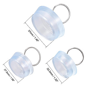 uxcell Drain Stopper, 3 Sizes Rubber Sink Stopper Plug 27.5/33.5/37mm with Hanging Ring Clear Blue for Bathtub Kitchen and Bathroom 1Set (3 Pieces)