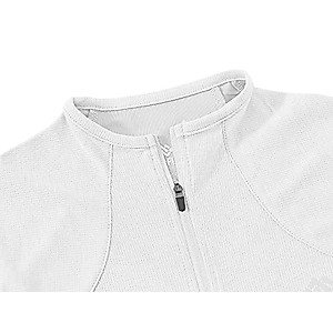 MoFiz Women's Full Zip Hiking Shirt Lightweight UPF 50+ Sun Protection Running Jacket Long Sleeve Sports Outdoor Top Pockets White XL