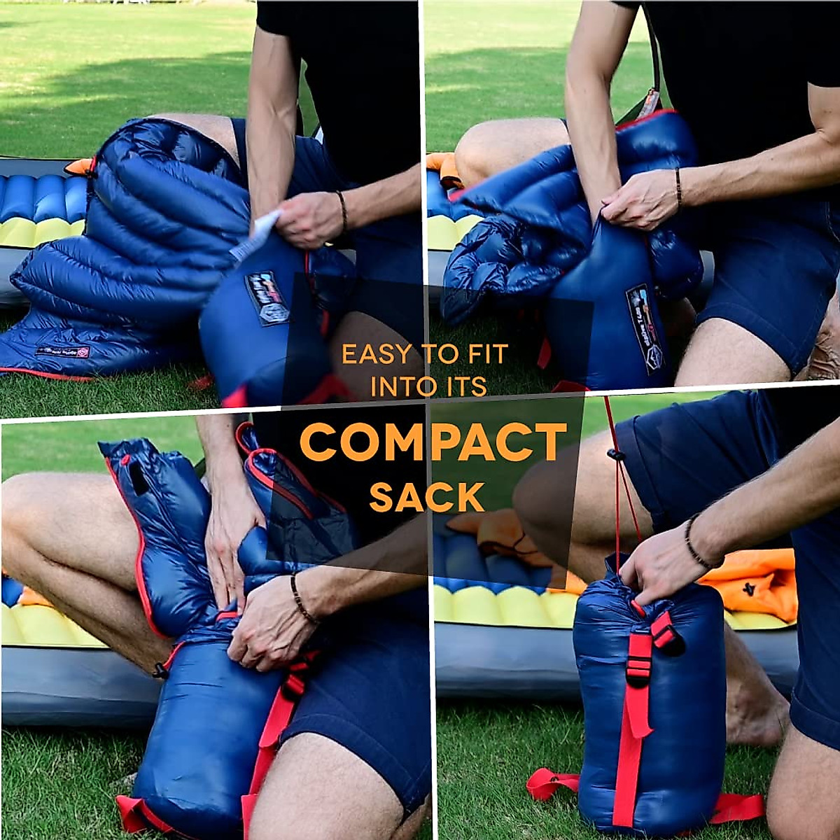 ZOOOBELIVES Ultralight Backpacking 32-50F Down Sleeping Bag - 27oz Ultra Compact 650 Fill Power Envelope Sleeping Bag for Hiking, Camping and Backcountry, Lightweight and Compressible – Alplive T400