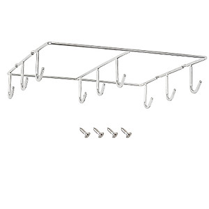 CUKE2BEET Coffee Cup Hooks Under Cabinet, Stainless Steel 9 Hooks Hanging Mug Rack Mug Holder Under Shelf for Kitchen