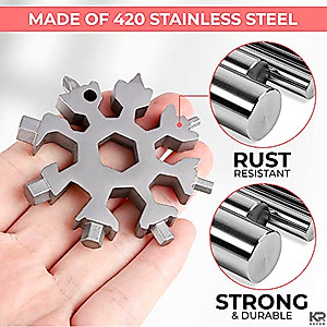 6Pcs Snowflake Multitool Keychain Screwdriver - Pocket Screwdriver Keychain Bottle Opener Keychain Multitool Key Can Opener - Snowy Portable 18-in-1 Stainless Steel Snowflake Multi-Tool for Men