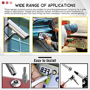 Hilitchi 50 Pcs #8 x 3/4” Stainless Steel Button Head Torx Sheet Metal Screws Security Silver Screws Anti-Theft Tamper Proof with Bit T20